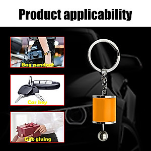 GKmow Pack-1 Car Shifter Keyring, Universal Polished Metal Key Chain Model, 6 Speed Gear Mini Key Clip (Gold)