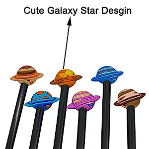 Maydahui 12PCS Multicolor Planet Rollerball Pen Black Gel Ink Outer Space Theme Star Pens Design for Girls Astronomer Astrophile