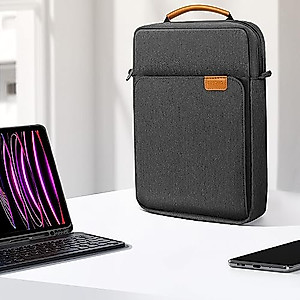 TiMOVO 13 Inch Tablet Sleeve Handbag with Shoulder Strap for iPad Air 13", iPad Pro 13", iPad Pro 12.9", Galaxy Tab S9+/S9 Plus/S10+/S10 Plus/S9 FE+/S9 FE Plus 12.4", Black & Gray