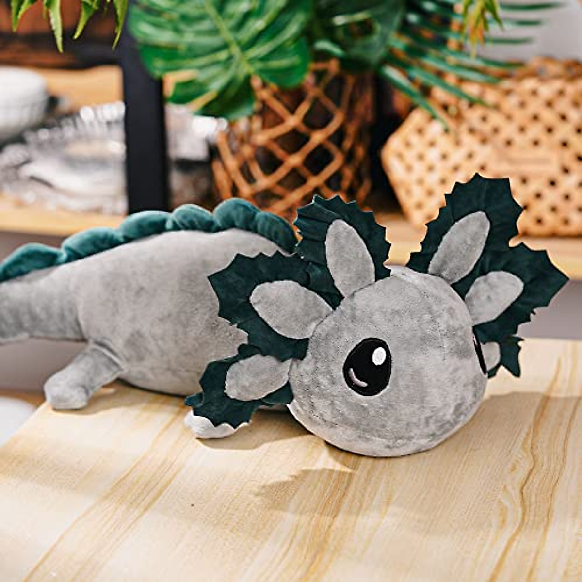 4Pound Axolotl Weigted Plush -Realistic, 26Inch Cute Grey AxOLOTL Plushie Large Weighted Stuffed Anmal Toy Christmas Birthday Gifts For Kids