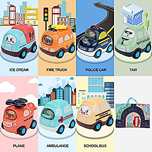 Baby Toy Cars for 1 Year Old Boy | 7 Set Push and Go Vehicles Friction Powered Cars Toy with Play Mat/Storage Bag for Toddlers | Early Educational Toys and Birthday Gift for 1 2 3 Years Old Boys Girls
