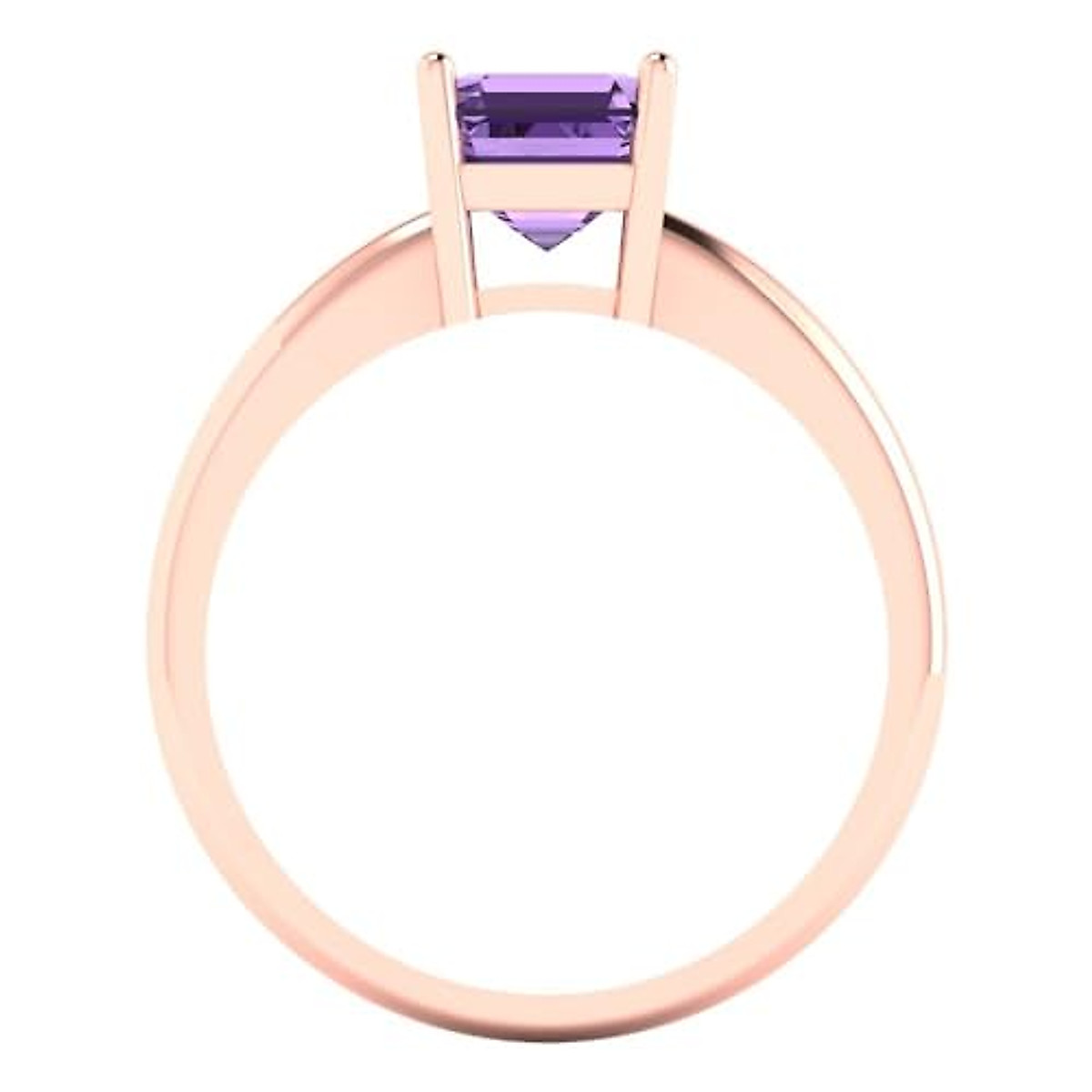 Clara Pucci 1.0 ct Asscher Cut Solitaire Simulated Alexandrite Engagement Bridal Promise Anniversary Ring 18K Rose Gold Size 3.75