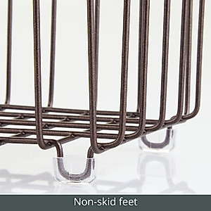 mDesign Farmhouse Decor Metal Wire Food Storage Organizer, Bin Basket for Kitchen, Pantry, Bathroom, Laundry Room, Closets, Garage - High - Small, 4 Pack - Bronze