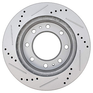 TRQ Front Performance Brake Rotor Drilled Slotted Pair Set for Chevy GMC Truck