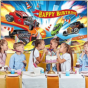 Hot Car Birthday Party Decorations Hot Race Car Birthday Party Backdrop Banner Background for Boys Birthday Supplies Racing Car Signs for Indoor Outdoor Birthday Party Decorations Supplies