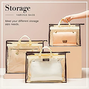 Uizokequq 10 Pack Dust bag for handbag - 4 Sizes Clear Purse Storage Organizer for Closet, Hanging Zipper Closet Organizers and Storage, Beige