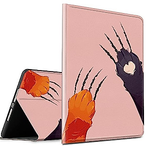 Case for Amazon Fire 7 Tablet (Only fit 12th Generation, 2022 Release) Slim PU Leather Multi-Angle Smart Folio Stand Cover with Auto Wake Sleep, Cat Paw