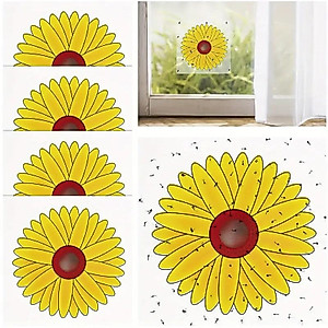 Window Fly Trap Fruit Fly Trap Indoor | Catch & Kill Houseflies, Flying Insects & Bugs | Non-toxic Sticky Glue Traps | Beautiful Sunflower Design not only as a Fly Trap but also a Decoration 20 Pack
