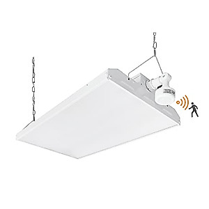 2FT LED Linear High Bay Shop Light, 155W LED Shop Light Fixture with motion sensor, 20,925lm 135LM/W, 120-277V, 5000K Daylight Linear Hanging Light for Garage Warehouse Workshops, UL&DLC Listed