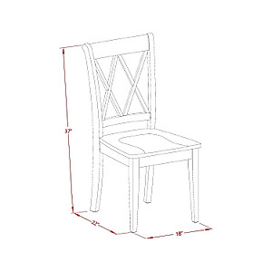 East West Furniture Dining CLC-LWH-W Clarksville Double X-Back Formal Chairs in Linen White Finish (Set of 2)