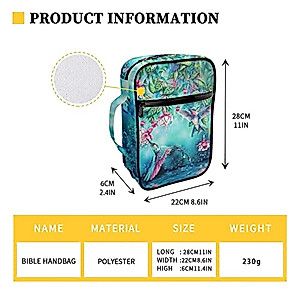 BYCHECAR Hummingbird Bible Covers Teen Girls Bible Bags for Women Flower Scripture Carrying Case with Handle Pockets，Bible Book Carrying Case Tote Purse