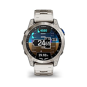 Garmin D2™ Mach 1, Touchscreen Aviator Smartwatch with GPS Moving Map, Aviation Weather, Health and Wellness Features and More, Vented Titanium Bracelet