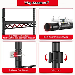 REIBII 4-Tier Storage Shelves Wire Shelving Units and Storage Metal Shelves Adjustable Garage Shelving Heavy Duty Wire Shelf Pantry Shelves for Storage Greenhouse Shelves, 2 Pack 35.5''W*14''D*59''H