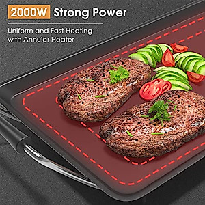 MEDIMALL 35 Inch Electric Griddle Nonstick, 2000W Teppanyaki Flat Top Grill Extra Large Cooking Surface, Indoor Outdoor Pancake Griddle Skillet w/Adjustable Temperature for Hosting Party, Camping, BBQ