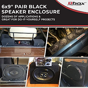 Atrend Bbox Pro Audio Tuned Car Speaker Boxes & Enclosures - 6x9 Speaker Box for Great Sound Quality for Home & Vehicle- Nickel Finish Speaker Terminal w/ 18 Gauge Audio Cables- Set of 2- Charcoal