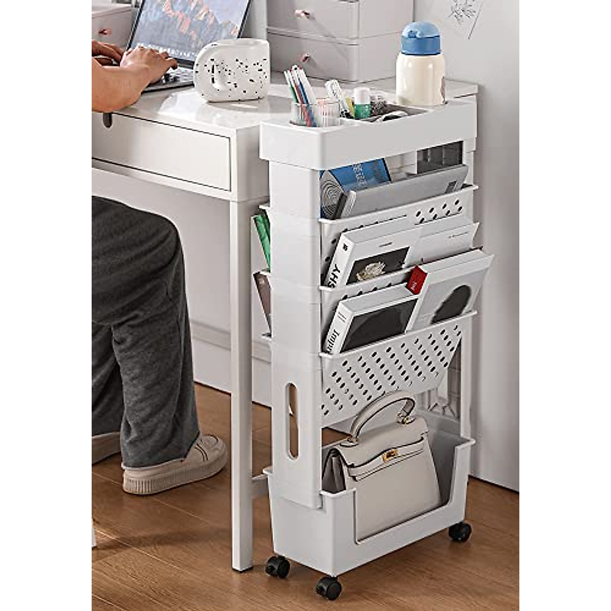 xify's Five Tiers Movable Space Saving Standing Shelf Unit Storage Rack Organizer Bookcases