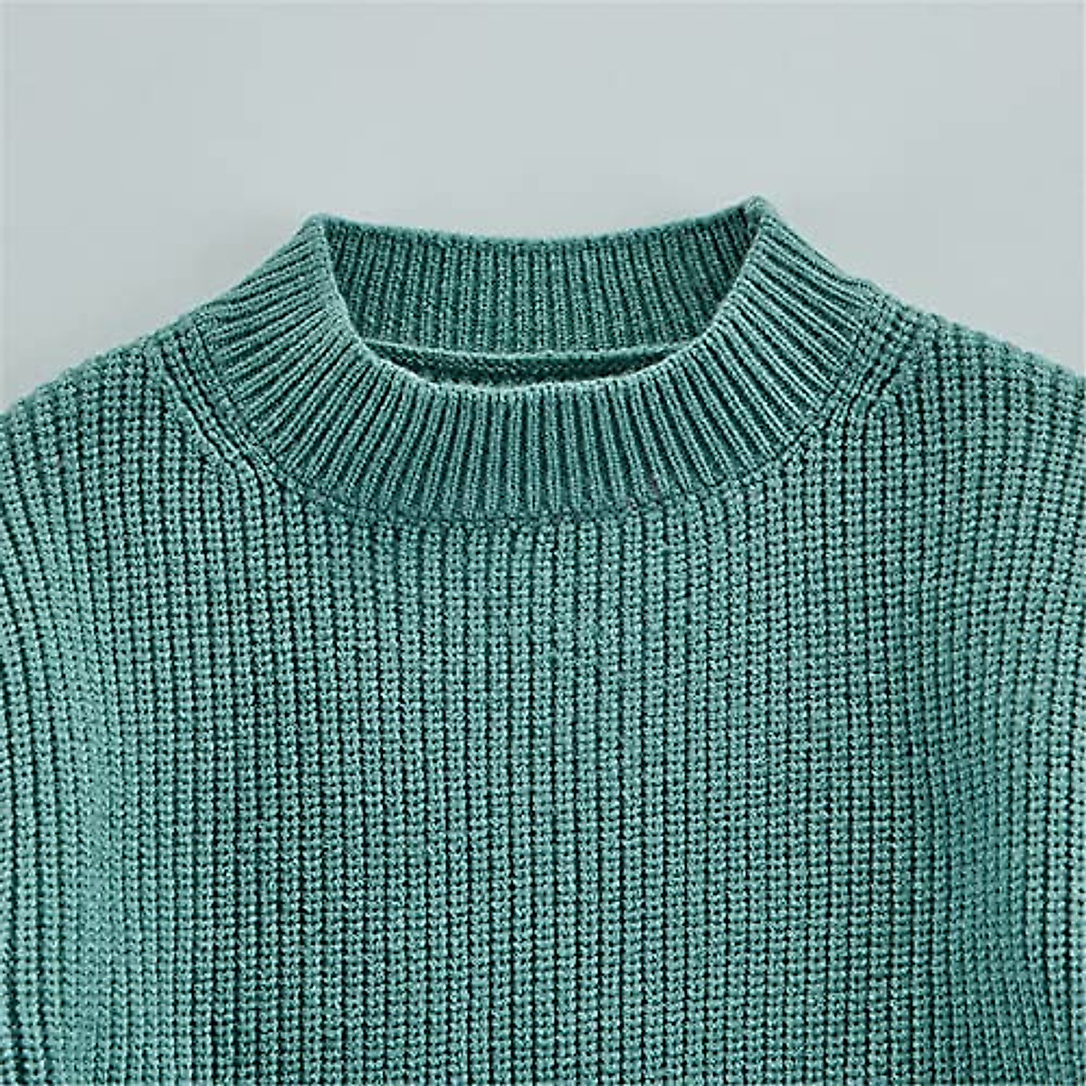 Toddler Baby Knit Sweater Kids Boy Girl Solid Color Long Sleeve Basic Pollover Top Fall Winter Warm Clothes（D-Green,12-24 Months