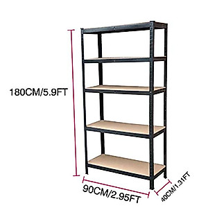 Metal Storage Shelves with Bolt-Less Design Freestanding Storage Shelves Height and Layout Adjustable for Workshop Bookshelf Shed Office Heavy Duty Racking Shelves(180CM)