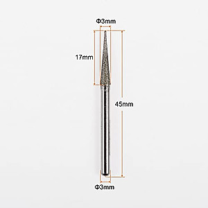 HARFINGTON 30pcs Diamond Grinding Burrs Carving Bits 3mm Pointed Type Head Mounted Point 1/8 Shank for Rotary Tool