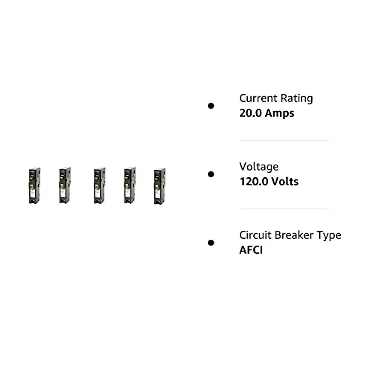 Square D by Schneider Electric HOM120PCAFIC Homeline Plug-On Neutral 20 Amp Single-Pole CAFCI Circuit Breaker, (5-(Pack))