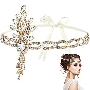 1920s Flapper Accessories Leaf Rhinestones Headpiece Great Accessories For Women Tassel Bride Wedding Head Bands Flapper Headband
