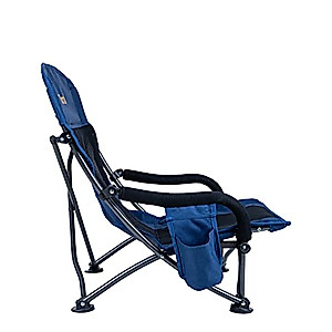 iClimb Low Wide Beach Camping Folding Chair with Side Pocket and Carry Bag (1, Navy)