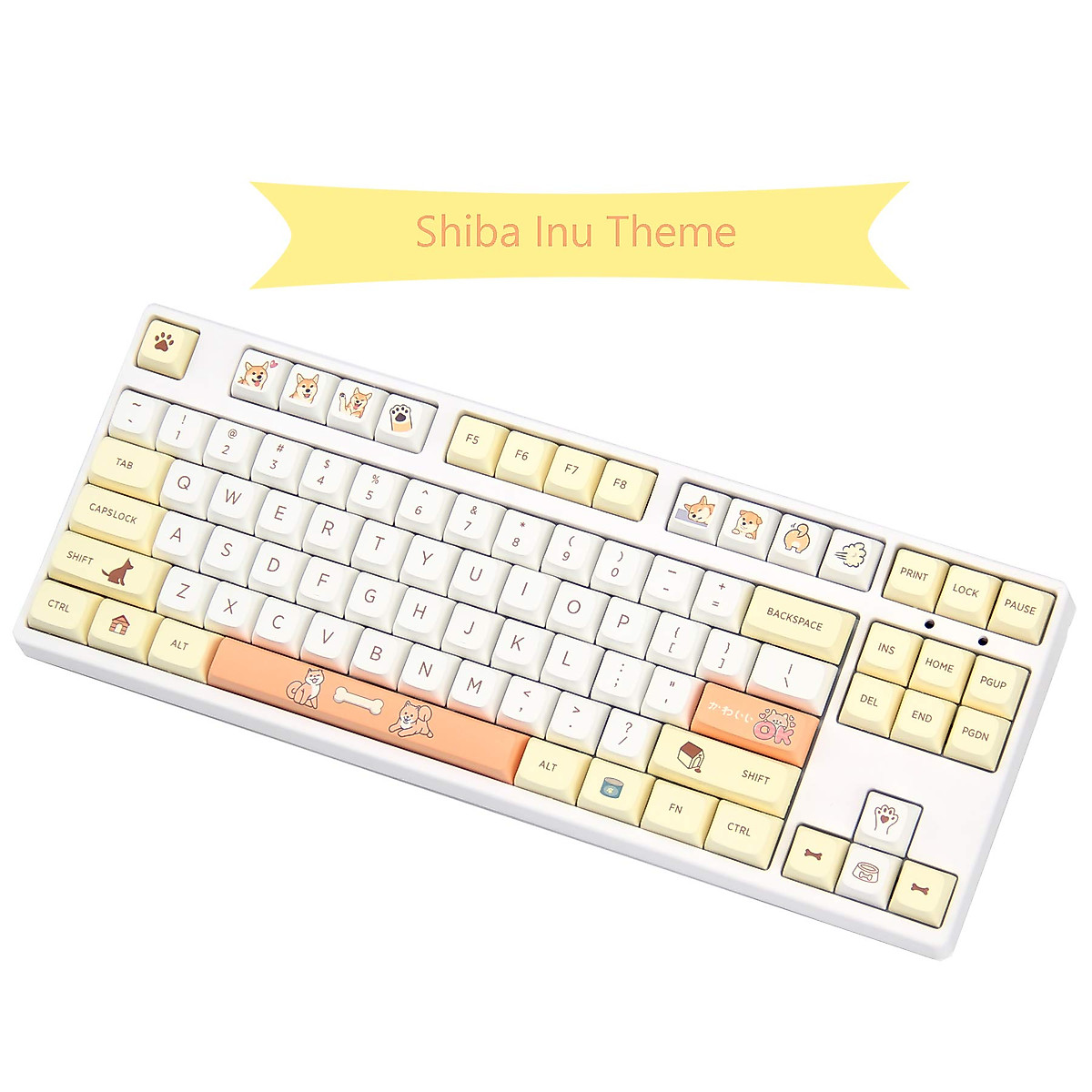139 Keys Set XDA Profile Custom Keycaps PBT Dye Sublimation ANSI Layout Keycaps Set for Gateron Kailh Cherry MX Switches Mechanical Gaming Keyboards (Shiba Inu with English Characters)