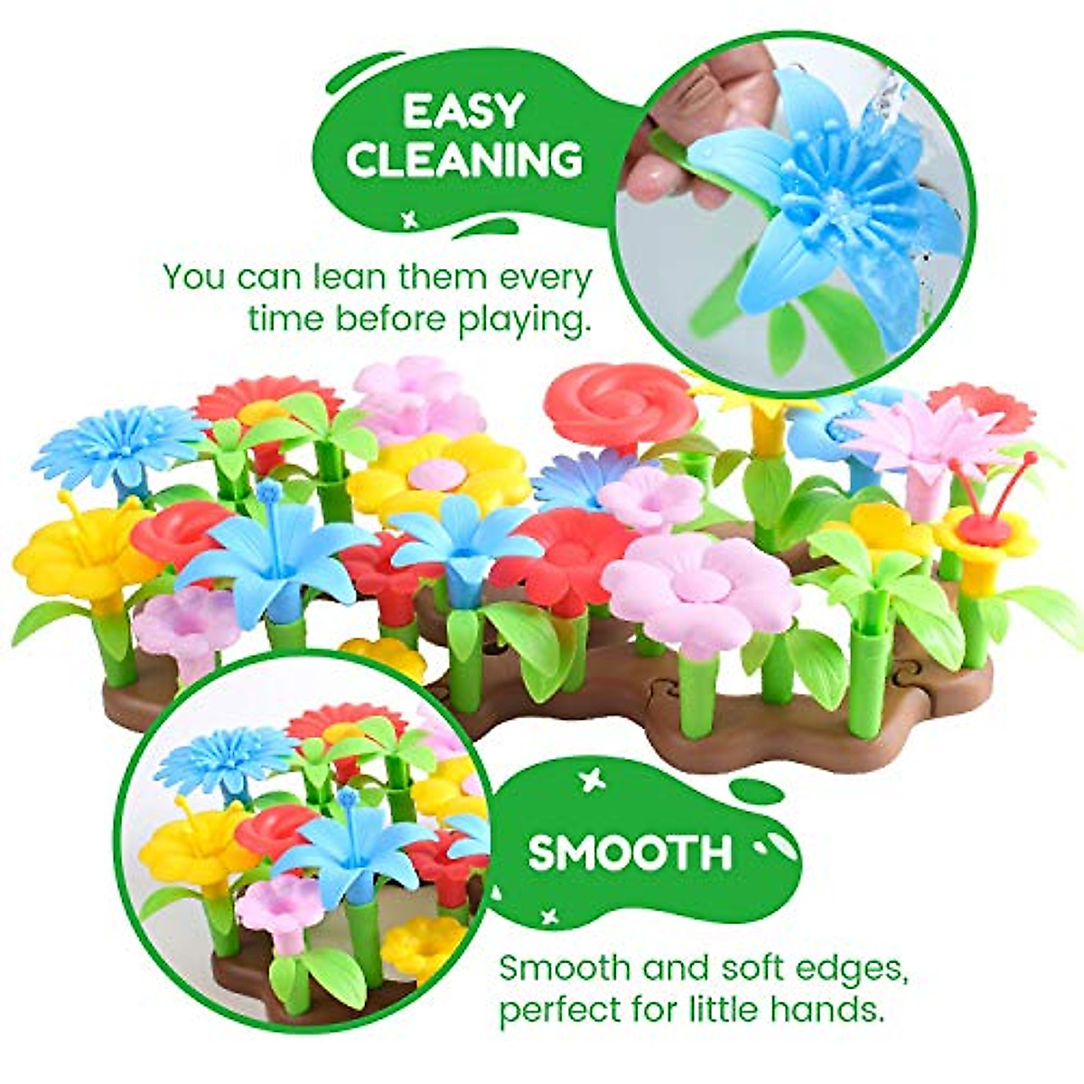 BFUNTOYS 81Pcs Flower Garden Building Toys for Girls 3 4 Year Old, Indoor Stacking Game Pretend Playset for Toddler, Educational Preschool Activities STEM Toy Gardening Gifts for Kids and Children