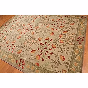 Old Hand Made Floral Bleige Tulips Traditional Persian Oriental Woolen Area Rugs 6x9 ft