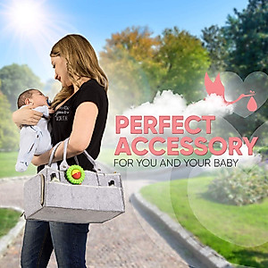 Printbeat Baby Diaper Caddy - Nursery Storage Bin and Car Organizer for Diapers and Baby Wipes and Feeding Bottles Shower Gift (Blue)