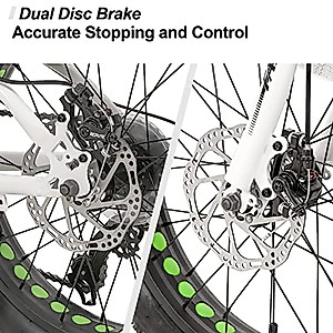 HH HILAND 20 Inch Kids' Bicycles Fat Tire Mountain Bike for Boys and Girls Age 5 + Years, 7-Speed, Dual-Disc Brake, Kids Beach and Snow Bicycle