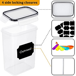 stusgo 42 Pack Airtight Food Storage Containers with Lids, Plastic Kitchen and Organization Canisters for Cereal, Flour and Sugar, Includes Spoons, Labels and a Pen