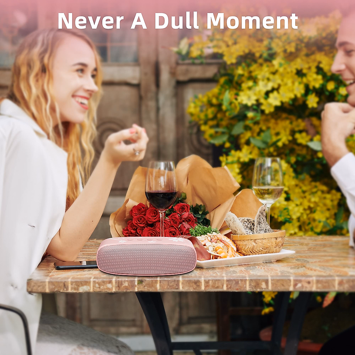 Mytrix Sakura Pink Cherry Blossom Bluetooth Speaker, Portable Wireless Speaker with Bluetooth 5.0, Dual Pairing, Outdoor Speakers with HD Sound and Bass for Home, Party, and Travel (Renewed)