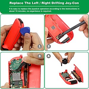 [Upgraded Version] Joycon Joystick Replacement, 3D Joystick Analog Thumb Stick for Nintendo Switch Joycon Repair Kit Include Full Repair Tool Kit, 2 Alloy Lock Buckles, 2 Jon Con Joystick Replacement