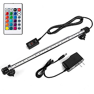 iKefe 15" Color Changing LED Fish Tank Aquarium Submersible Light with Remote/Colored Aquarium LED Tank Lights Fixture for Underwater Decorations, Plant Grow, Saltwater Freshwater Fish, KR5015