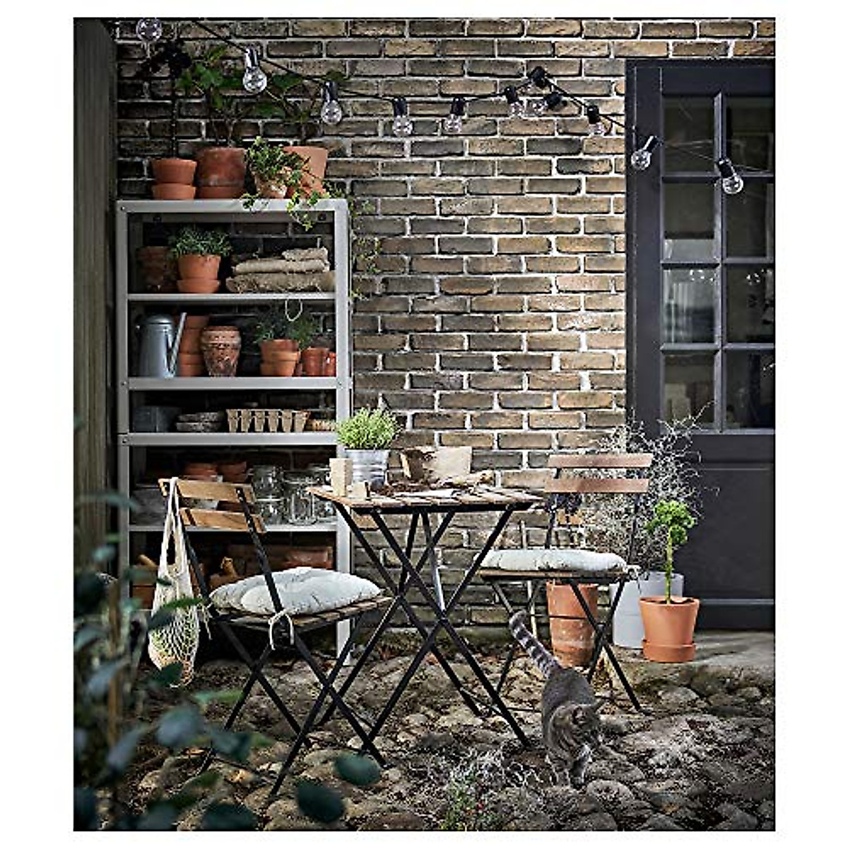 Ikea TÄRNÖ chair, outdoor foldable black/light brown stained Acacia