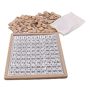 MAKEGELD Wooden Toys Hundred Board 1-100 Consecutive Numbers Wooden Educational Game for Kids with Storage Bag, W8.26 L8.26inches