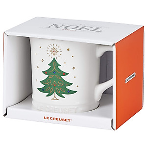 Le Creuset Stoneware Noel Collection: Tree Mug, 14 oz., White w/Applique