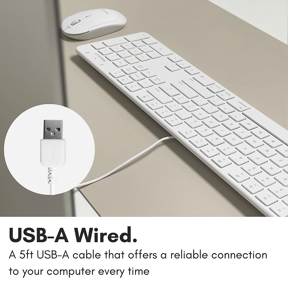 Macally Slim USB Wired Keyboard for Mac and Windows PC - Full Size 104 Key Layout & 16 Shortcut Keys - Scissor Keycaps for Smooth Typing - Mac Wired Keyboard with Numeric Keypad