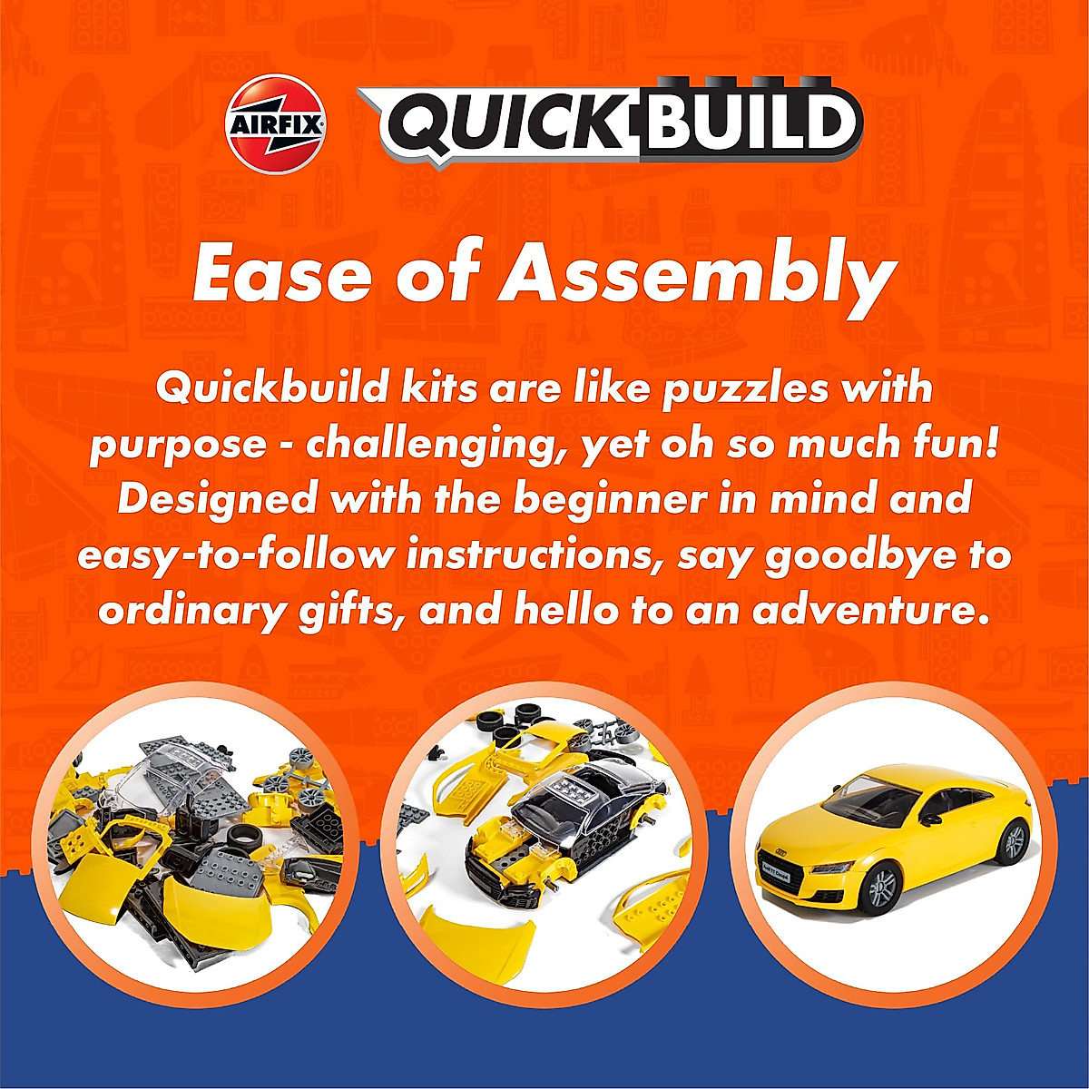 Airfix Quickbuild Volkswagen Beetle Yellow Brick Building Model Kit, Multicolor