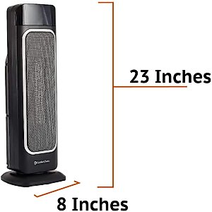 Oscillating Space Heater – Ceramic Forced Fan Heating with Stay Cool Housing - Tower with Remote Control, Digital Thermostat, Timer, Large Temperature Display and Efficient ECO Mode - by Bovado USA