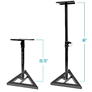 AxcessAbles Adjustable Studio Monitor Stands (Pair)| Large Recording Studio Monitor Floor Standing Stand | Studio Speaker Stands Compatible with JBL, Yamaha, KRK Rokit Speaker Monitors (SMS-101)