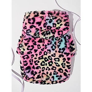 QWINEE Dog Coat Dog Hoodie Tie Dye Warm Winter Coat Sweatshirt Dog Clothes for Cat Puppy Small Medium Dog Leopard M