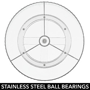 mDesign Plastic Stackable Bin with Handles and 11.5" Round Fluted Lazy Susan Turntable Divided Spinner Combo Set for Organization in Bathroom, Closet, Cabinet, or Vanity Countertop - Set of 2 - Clear