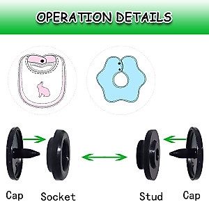 100 Sets T5 Plastic Snaps Round Resin Snaps Buttons for Clothing Diapers Crafting DIY Crafts (Black)