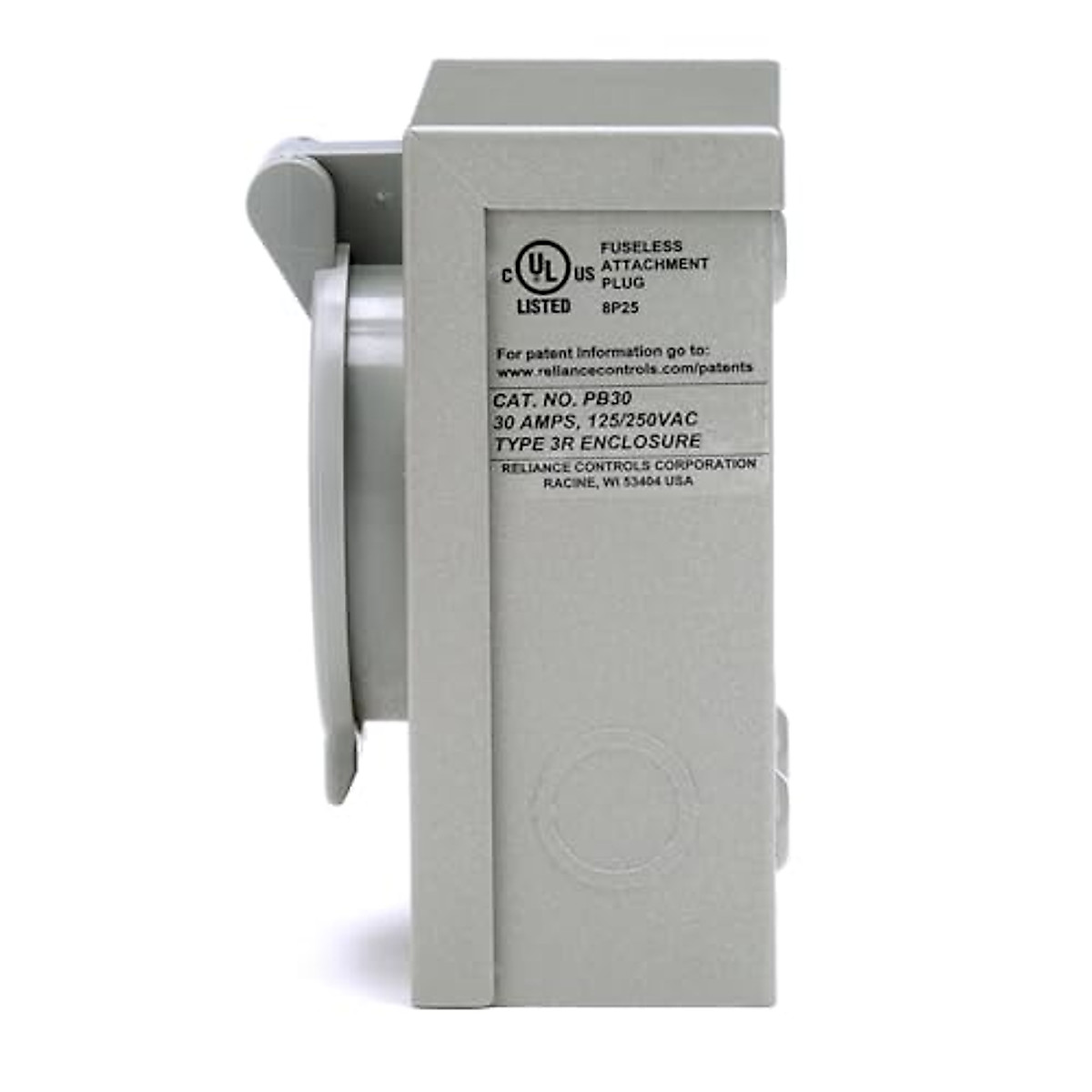 Reliance Controls Corporation PB20 20-Amp NEMA 3R Power Inlet Box for Generators Up to 5,000 Running Watts,Gray