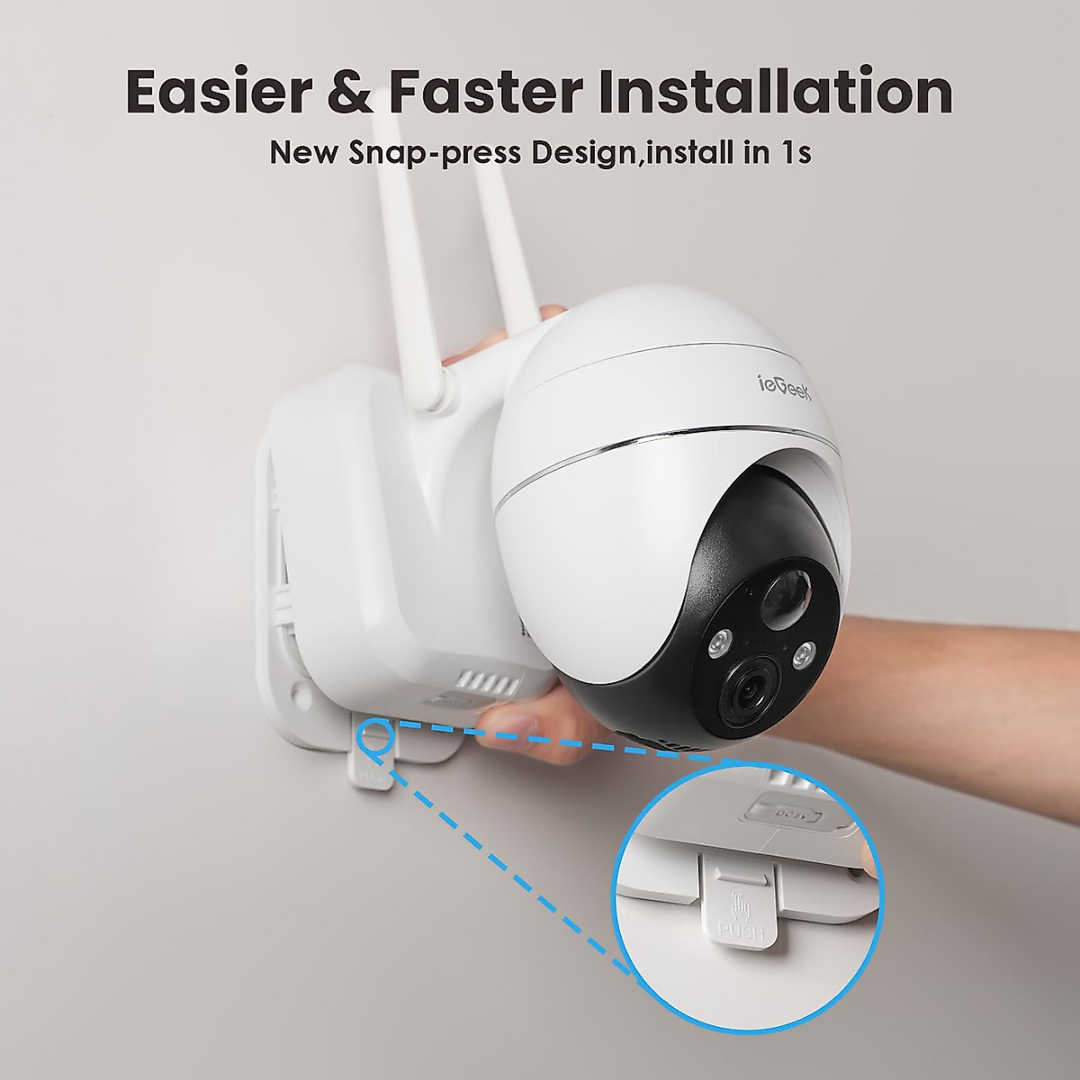 ieGeek Security Camera Outdoor, 2K Wireless WiFi 360°PTZ Camera, Solar Security Camera Battery Powered,Surveillance Camera with Spotlight/Siren/Motion Detection/3MP Color Night Vision,Works with Alexa