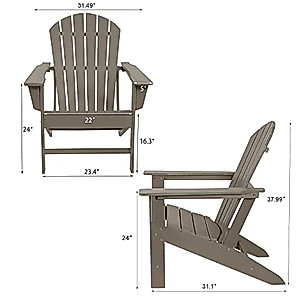 WENHAUS Adirondack Chair (Pack of 4), Fire Pit Chairs, Patio Outdoor Chairs, Plastic Resin Deck Chair, Painted Weather Resistant Lounge Lawn Chair (Brown)
