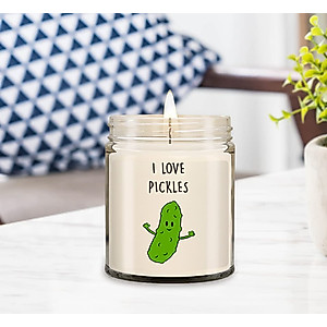 I Love Pickles Candle - Soy Wax Candle - Hand Poured Candle - 9 oz Vanilla-Scented Candle - Candle Jar
