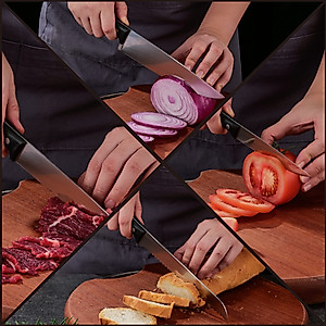 Hanmaster Knife Set, 13 Pieces Stainless Steel Knife Sets for Kitchen with Block, Kitchen Scissors, Sharp Kitchen Knife for Home and Restaurants, Box Packed，Elegant Black.